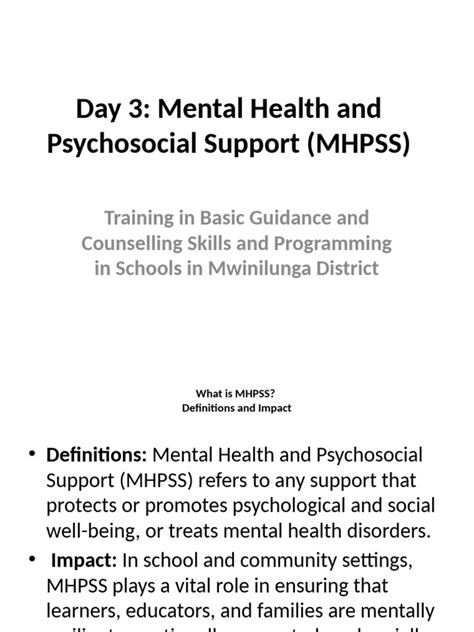 Day 3 Mhpss In Schools Revised Pdf Mental Health Learning