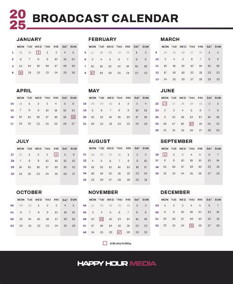 2025 Broadcast Calendar Happy Hour Media