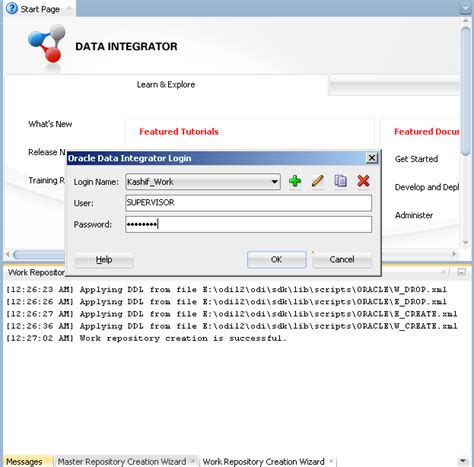 Creation Of Master And Work Repository In Odi 12c And Odi 11g