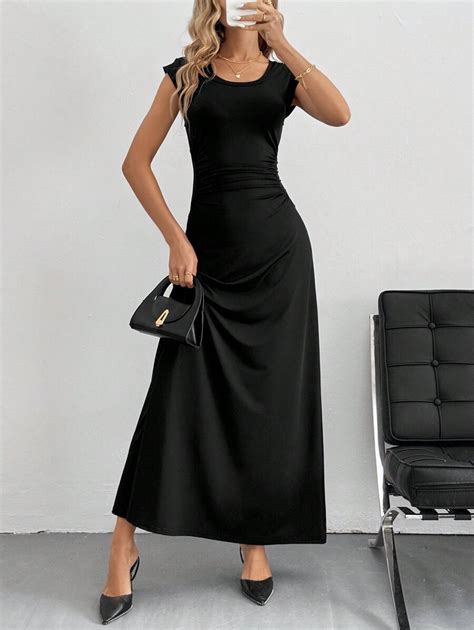 Shein Tall Vestido Largo Elegante En Línea A Con Correa En La Cintura Y