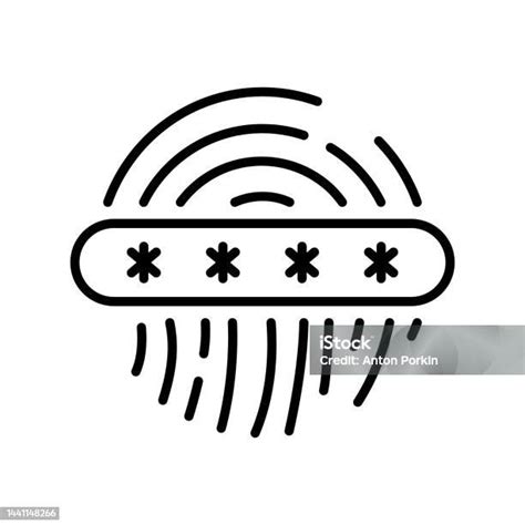 지문 암호 독특한 생체 인식 라인 아이콘 지문 액세스 기호 별표가 있는 코드 Touch Id 개인 정보 보호 개념 개요 기호