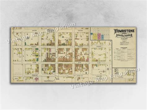 1886 Tombstone Arizona Old West Town Map Gunfight At The Ok Corral