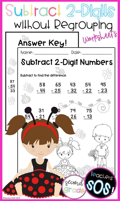Subtract Two Digit Numbers NO Regrouping Worksheets By Teachers SOS Subtraction Subtraction