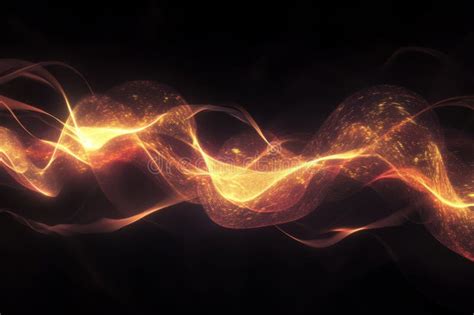Glowing Abstract Waves With Orange And Gold Colors Create A Dynamic Visual Effect Stock