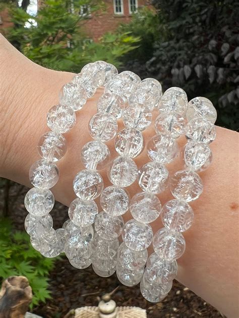 Clear Himalayan Quartz Crystal Beaded Bracelet 8mm Peacock Jewellery