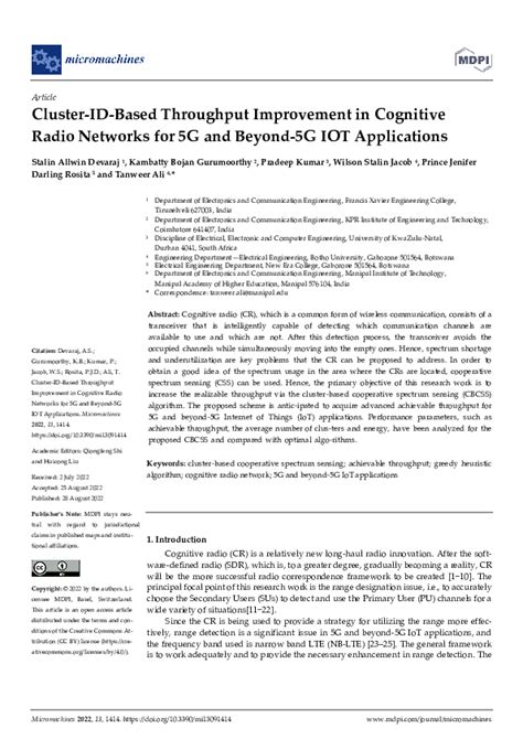 pdf cluster id based throughput improvement in cognitive radio