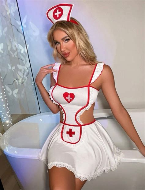 Halloween Costume Sexy Nurse Dress Set With Headband Womens Fashion