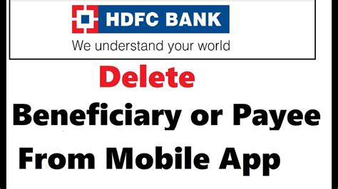 How To Delete Beneficiary In HDFC Bank Mobile App Delete Payee In HDFC Netbanking YouTube