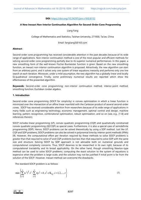 Pdf A New Inexact Non Interior Continuation Algorithm For Second