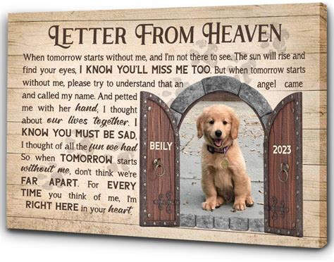 Dog Memorial Canvas T Letter From Heaven Bereavement
