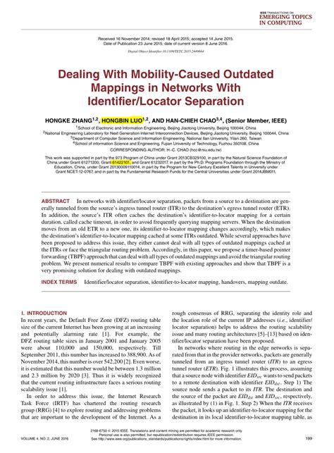 Pdf Dealing With Mobility Caused Outdated Mappings In Networks With