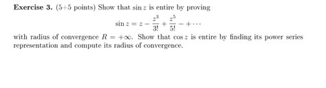 solved exercise 3 5 5 points show that sinz is entire