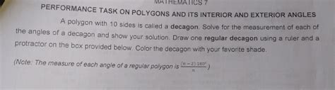 solved mathematics 7 performance task on polygons and its interior and