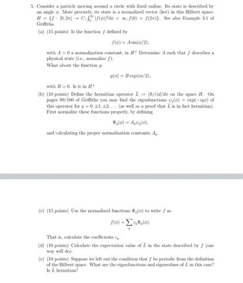 solved consider a particle moving around a circle with fixed