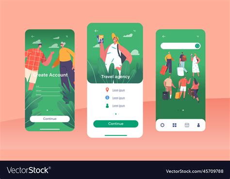 Travel Agency Mobile App Page Onboard Screen Vector Image