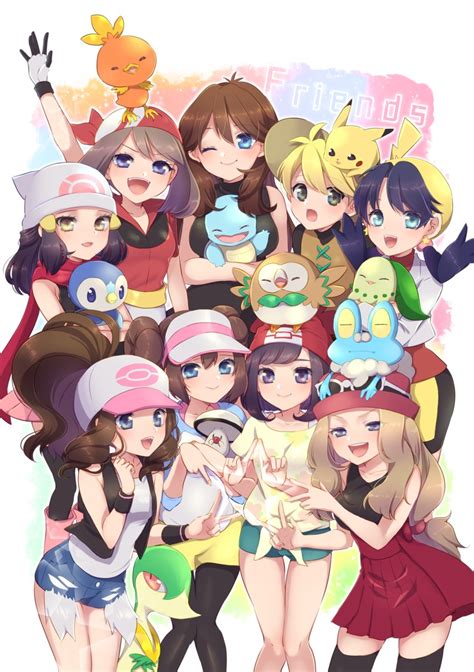 Pikachu Dawn May Rosa Hilda And 13 More Pokemon And 1 More Drawn
