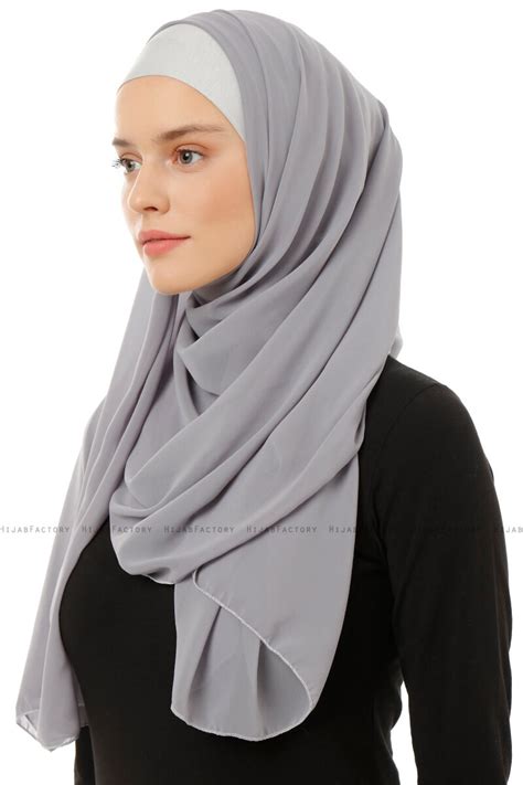 Alara Plain Dark Grey One Piece Chiffon Hijab