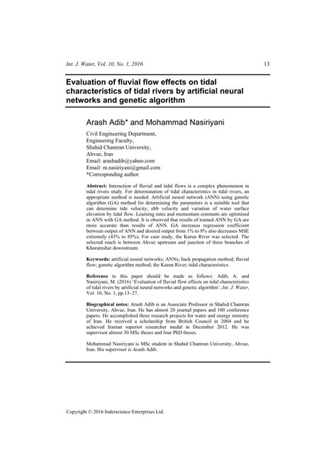 pdf evaluation of fluvial flow effects on tidal characteristics of
