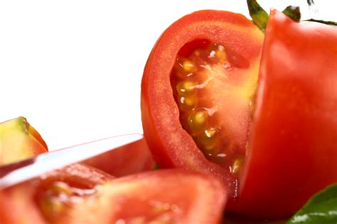 Globe Tomato Cut Open Ripe Color Raw Ripe Ingredient Globe Tomato