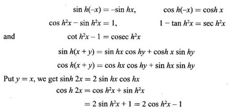 Hyperbolic Functions Definition Worked Examples Exercise With