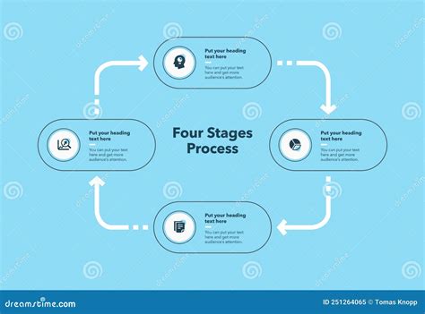 Simple Process Diagram Template With Four Stages Cartoon Vector