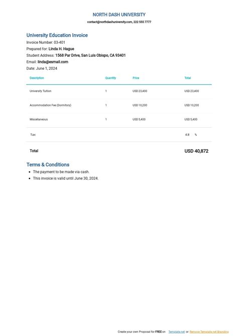Free Blank University Invoice Template Google Docs Google Sheets Excel Word Template Net