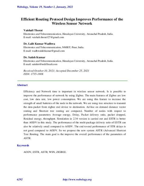 Pdf Efficient Routing Protocol Design Improves Performance Of The