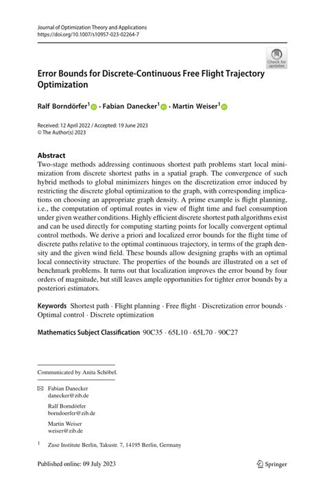 pdf error bounds for discrete continuous free flight trajectory