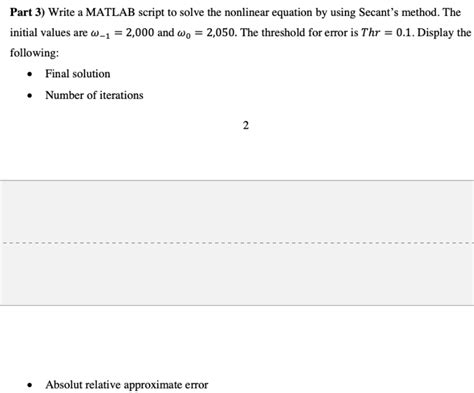 Solved U Micro 10−6part 3 Write A Matlab Script To Solve