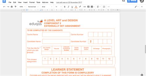 A Level Graphics Year 1 Learner Statement