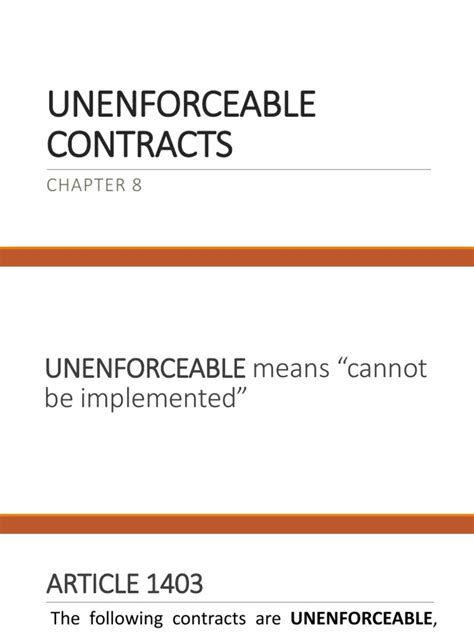 Unenforceable Contracts In The Philippines Pdf Will And Testament
