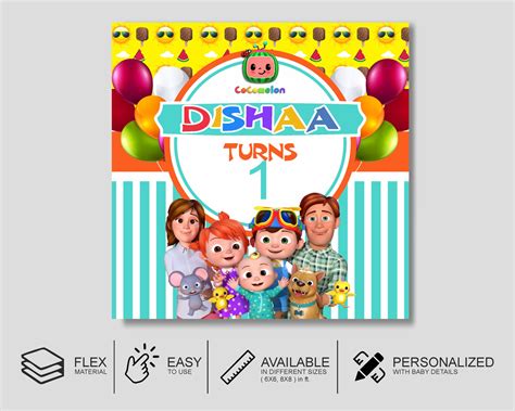 Coco Melon Theme Girl Customized Square Backdrop Party Supplies Party Supplies India