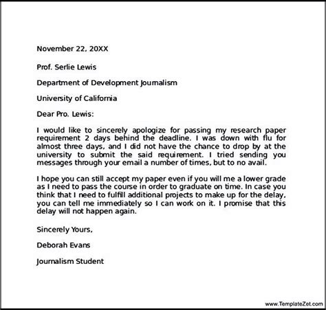 sample letter format for late submission of documents coverletterpedia