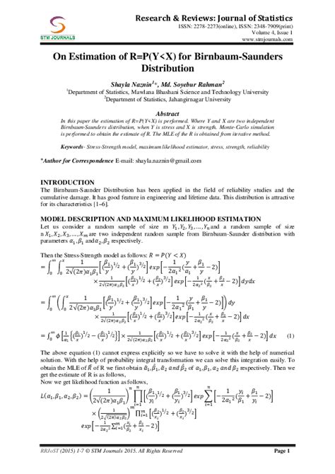 Pdf On Estimation Of R P Y