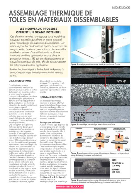 Pdf Assemblage Thermique De Tôles En Matériaux Dissemblables