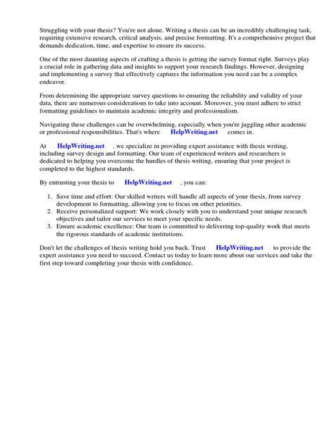 Thesis Survey Format Pdf Sampling Statistics Thesis