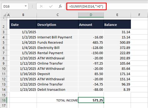 How To Sum Only Positive Or Negative Numbers In Excel