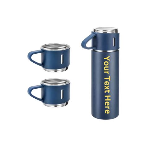 Vacuum Flask Bottle With Cup Serve Print