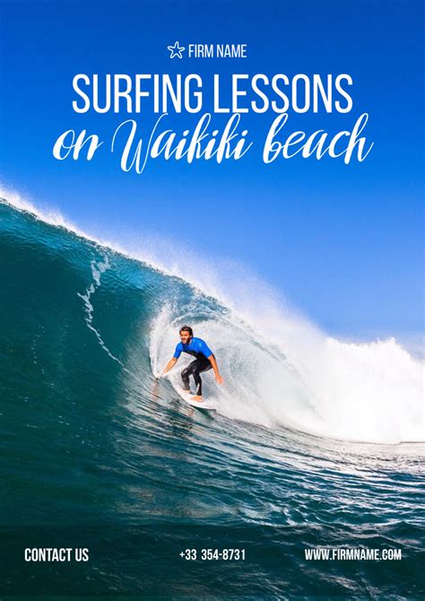 Surfing Lessons Ad Online Poster A2 Template Vistacreate