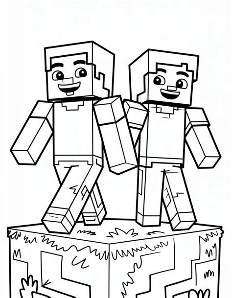 Steve And Alex Minecraft Coloring Page
