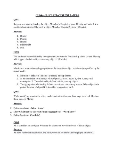 Cs504 All Current Solved Papers Pdf Object Computer Science