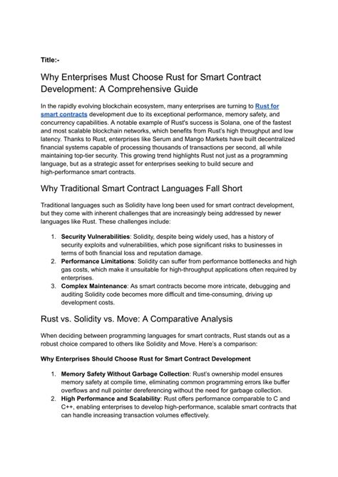 Ppt Why Enterprises Must Choose Rust For Smart Contract Development Powerpoint Presentation