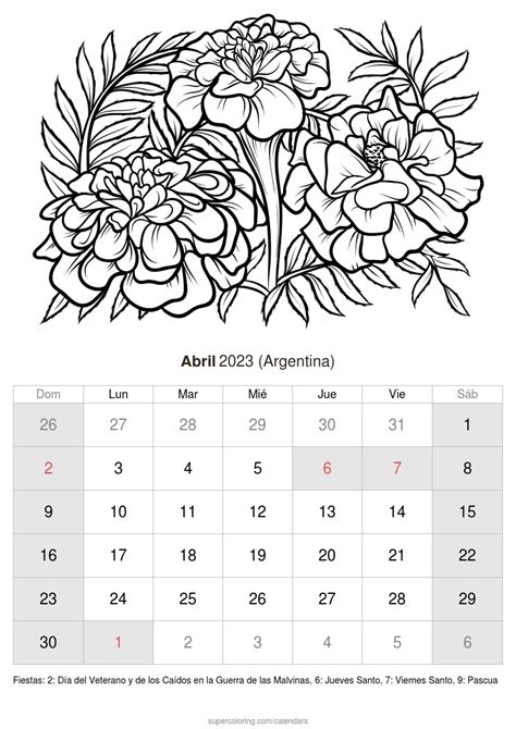 Calendario Abril 2023 Para Imprimir Argentina