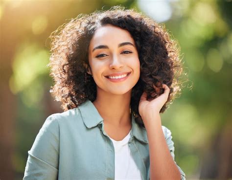 Face Cheerful Smile Portrait Of Pretty Woman Happy In Park In Summer