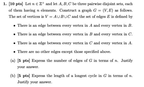 Solved Pts Let NZ And Let A B C Be Three Pairwise Chegg Com
