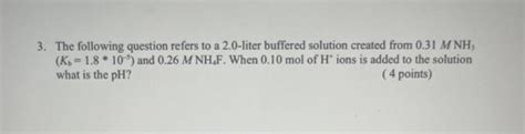 Solved 3 The Following Question Refers To A 2 0 Liter