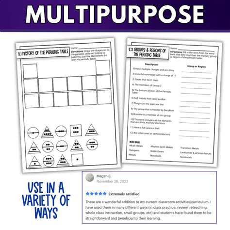 Periodic Table Quick Practice Worksheets Review Homework Classwork