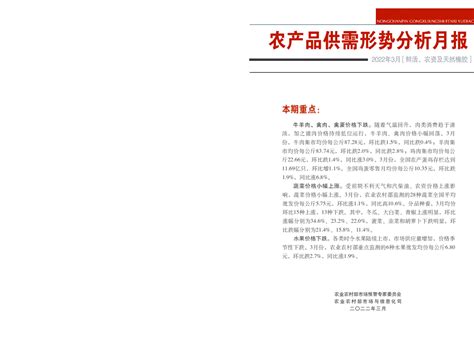2022年3月鲜活农产品供需形势分析月报