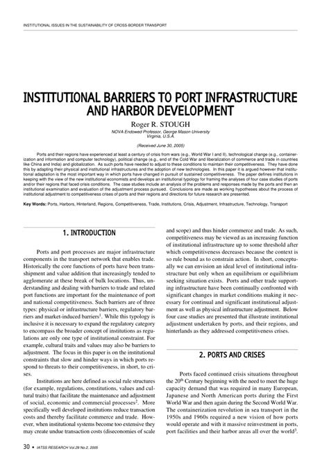 PDF INSTITUTIONAL BARRIERS TO PORT INFRASTRUCTURE AND HARBOR DEVELOPMENT