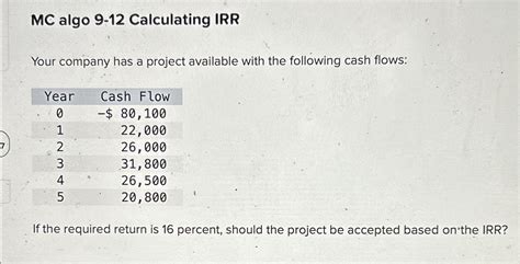 solved mc algo 9 12 ﻿calculating irryour company has a